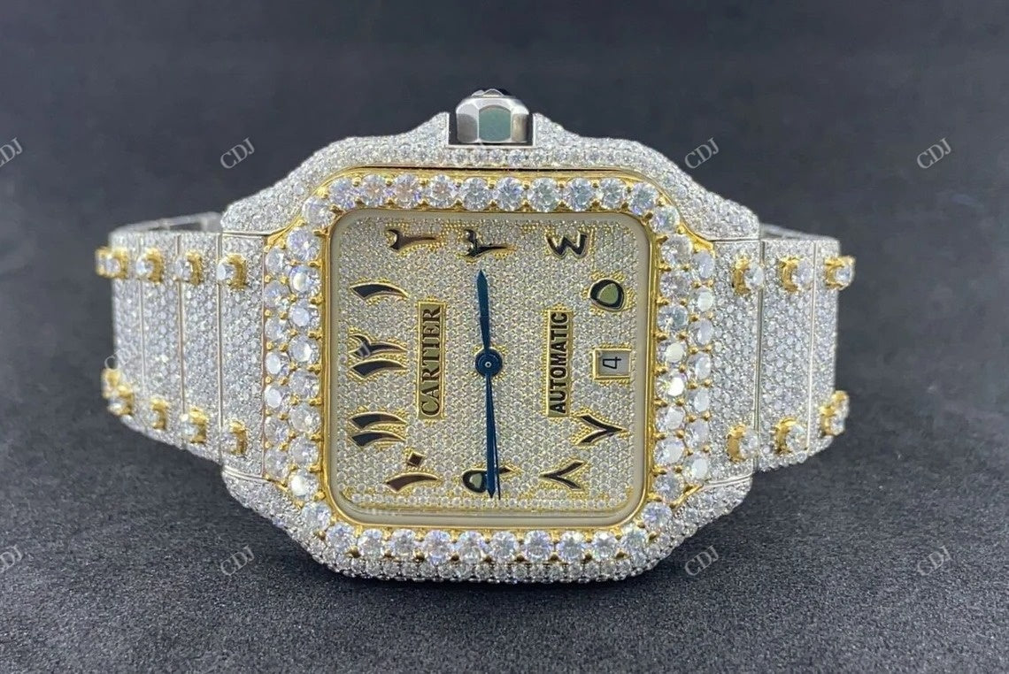 Fully Iced Out Moissanite Custom Cartier Watch – customdiamjewel