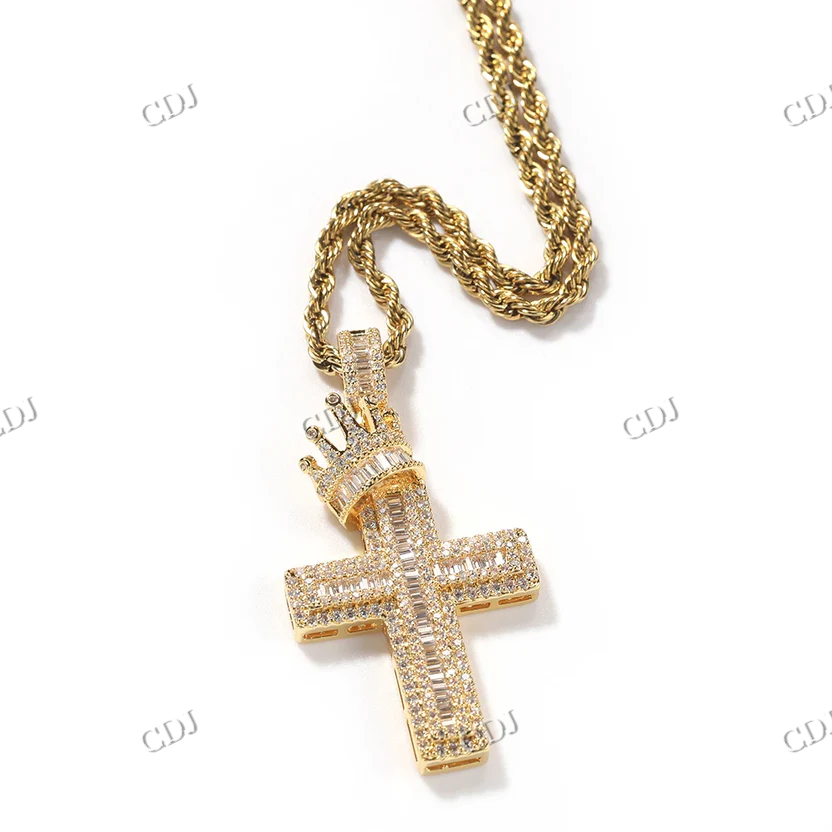 Solid Gold Diamond Cross Design Hip Hop Pendant For Men – Shop Now ...