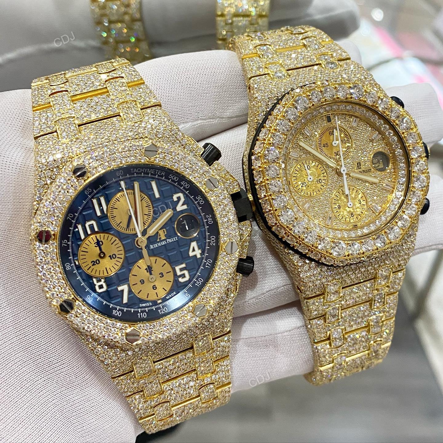 Full Yellow AP Moissanite Diamond Set Hip Hop Fully Iced Out Watch ...