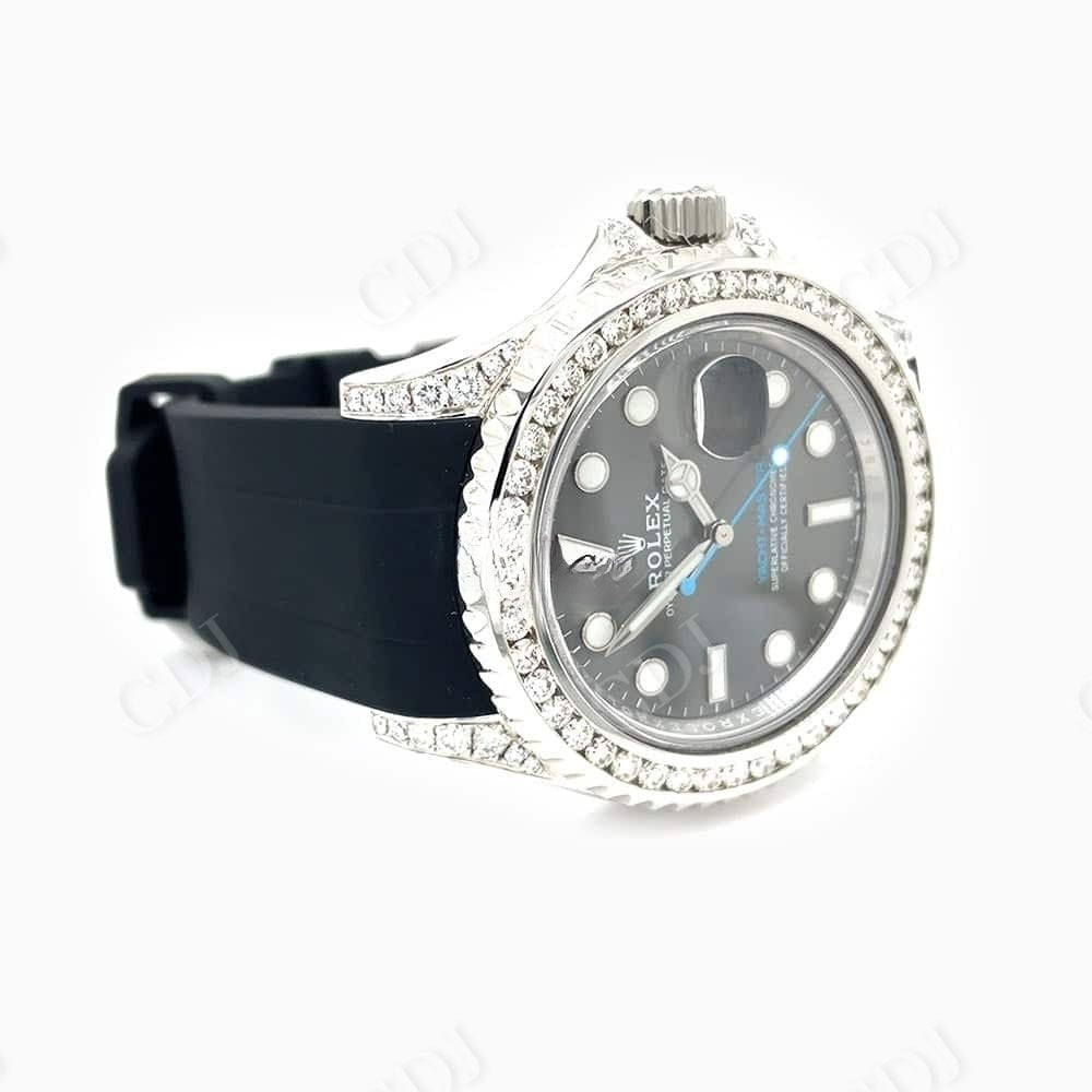 Black Strap Custom Diamond Rolex Watch – customdiamjewel