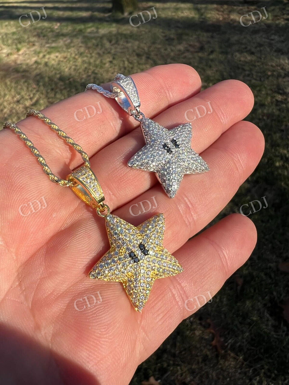 14k Gold Iced Mario Super Star Hip Hop Pendant – customdiamjewel