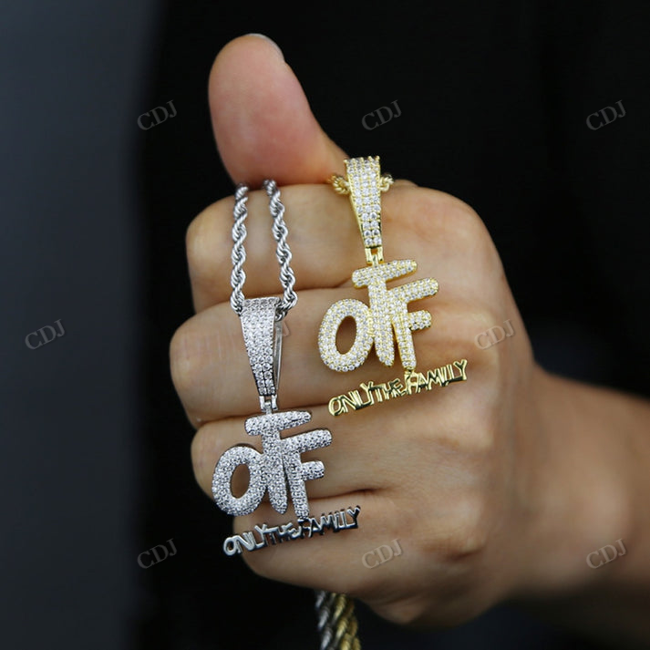 OTF Letter Moissanite Hip Hop Pendant – Iced Out Drip – customdiamjewel