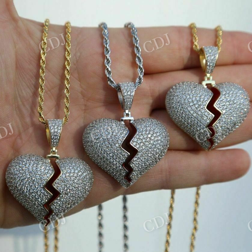 Broken Heart Diamond Hip Hop Iced Pendant – customdiamjewel