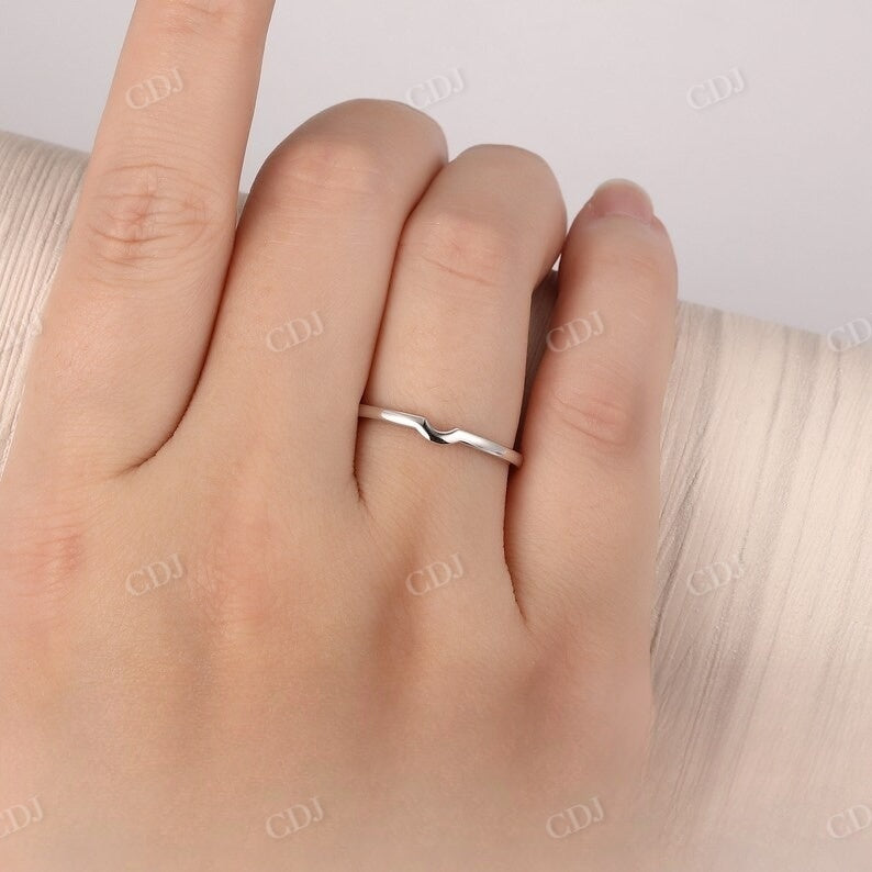 Plain Curved White Gold Wedding Band – customdiamjewel