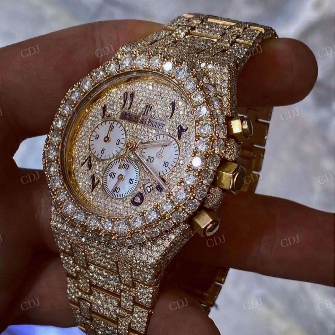 Full Iced Out Gold Plated AP Moissanite Watches – customdiamjewel