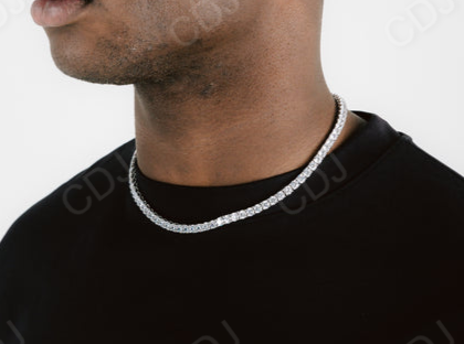 5mm White Gold Diamond Tennis Chain For Men – Shop Now – customdiamjewel