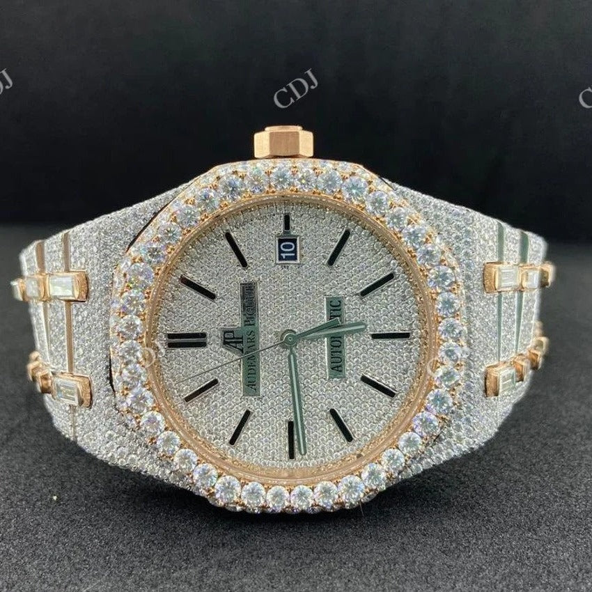 Full Iced Out Audemars Piguet Royal Oak Moissanite Watch – customdiamjewel