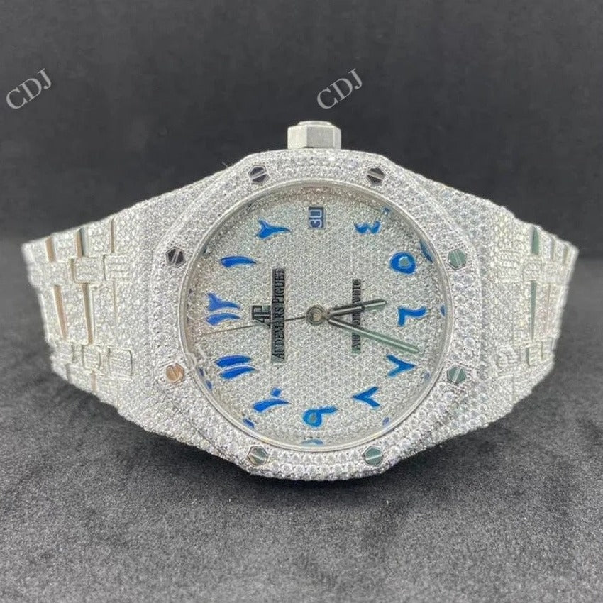 Fully Iced Out Arabic Dial AP Diamond Watch – customdiamjewel