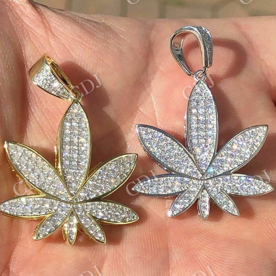 Icy Marijuana Weed Pot Leaf Diamond Pendant – customdiamjewel