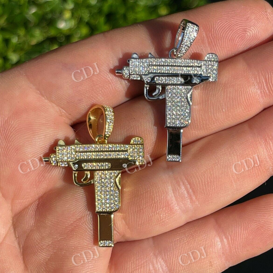 Moissanite 14K Gold Iced Gun Pendant – customdiamjewel