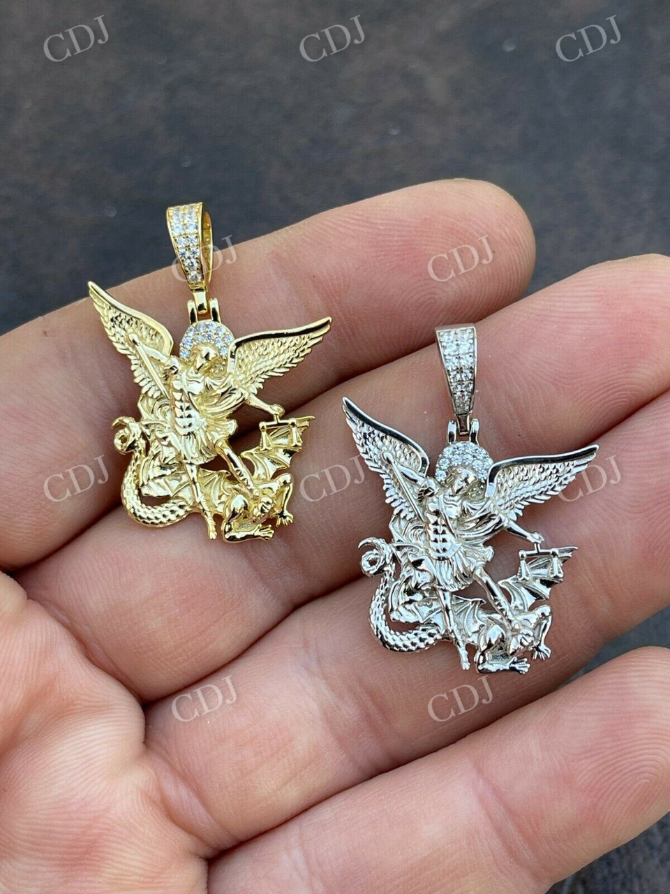 Saint Michael Archangel Diamond Hip Hop Pendant – Divine Iced Power – customdiamjewel