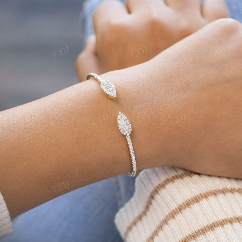 1.11CT Open Cuff Baguette Round Bracelet – customdiamjewel