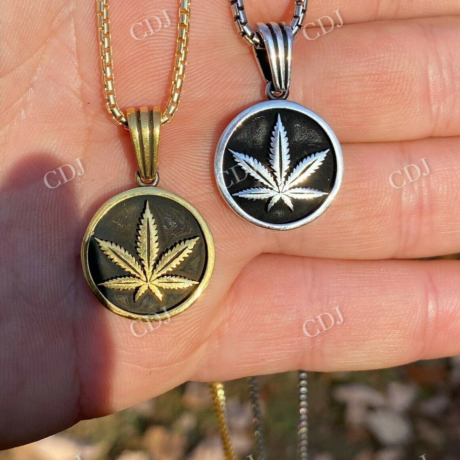 Silver Marijuana Weed Leaf Pendant – customdiamjewel