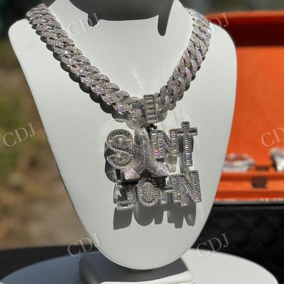 Hip Hop Rapper Jewelry 3D letter Iced out Necklace – customdiamjewel