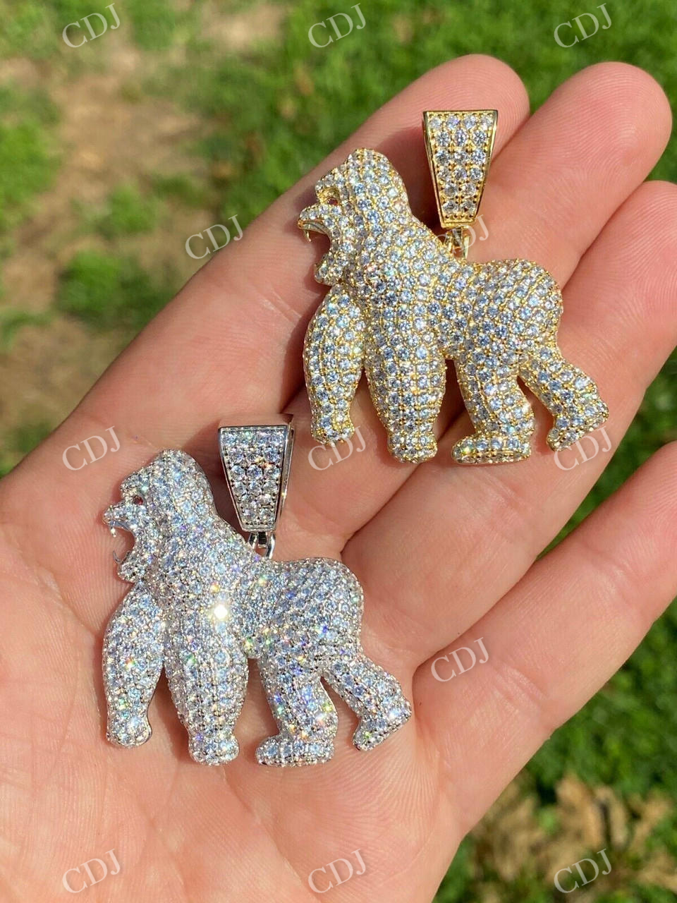 Iced out Gorilla Diamond Pendant – customdiamjewel