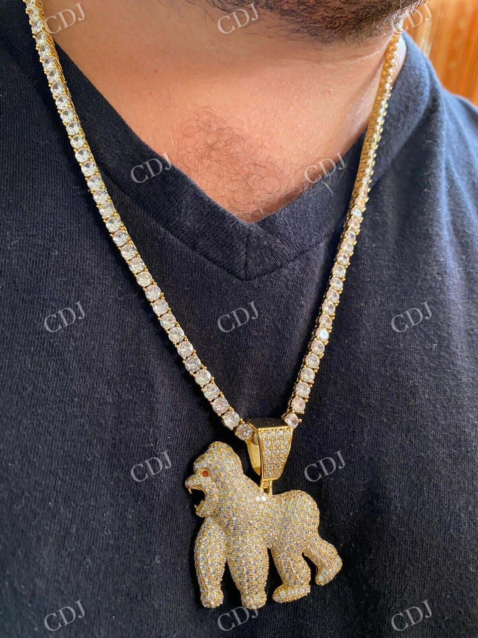 Iced out Gorilla Diamond Pendant – customdiamjewel