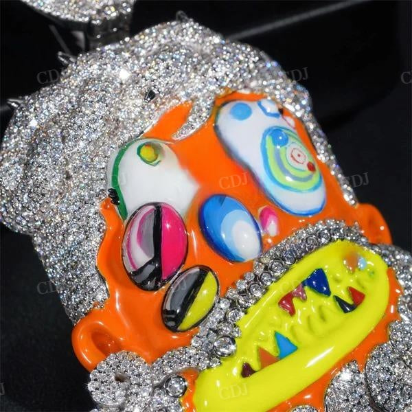 Iced Out Diamond Travis Scott Anime Funny Ghost Enamel Pendant ...