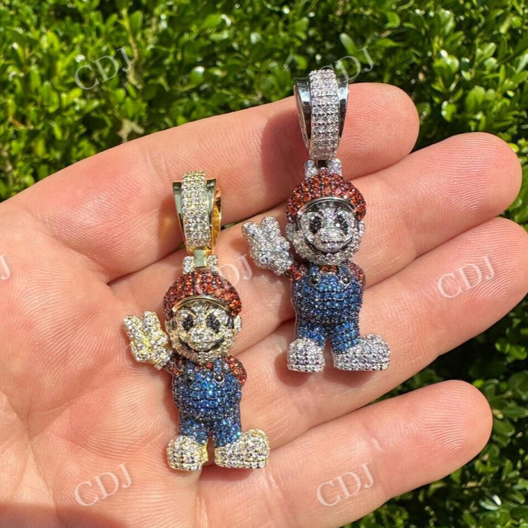 Round Diamond Super Mario Bros Pendant – Iced Out Bling – customdiamjewel