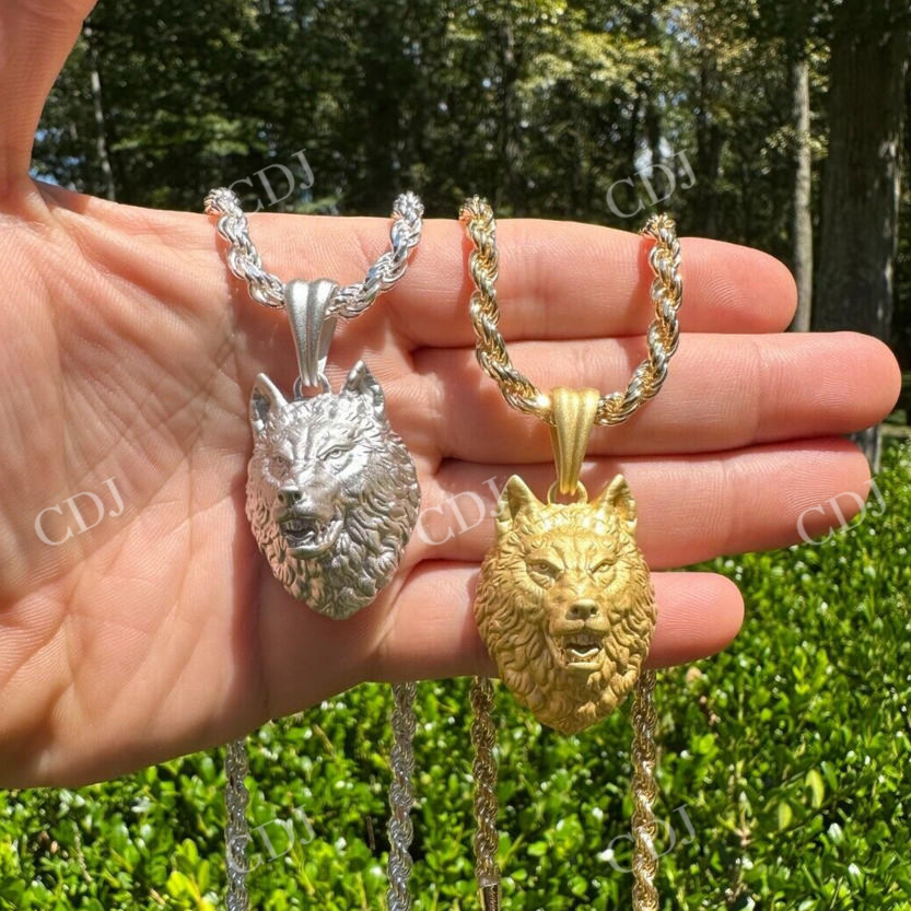 14k Gold Wolf Head Iced Pendant - Shop Our Best Sellers – customdiamjewel