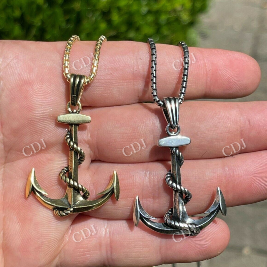 14k Gold Anchor Nautical Navy Pendant - Shop Now – customdiamjewel