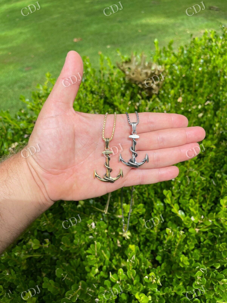 14k Gold Anchor Nautical Navy Pendant – customdiamjewel