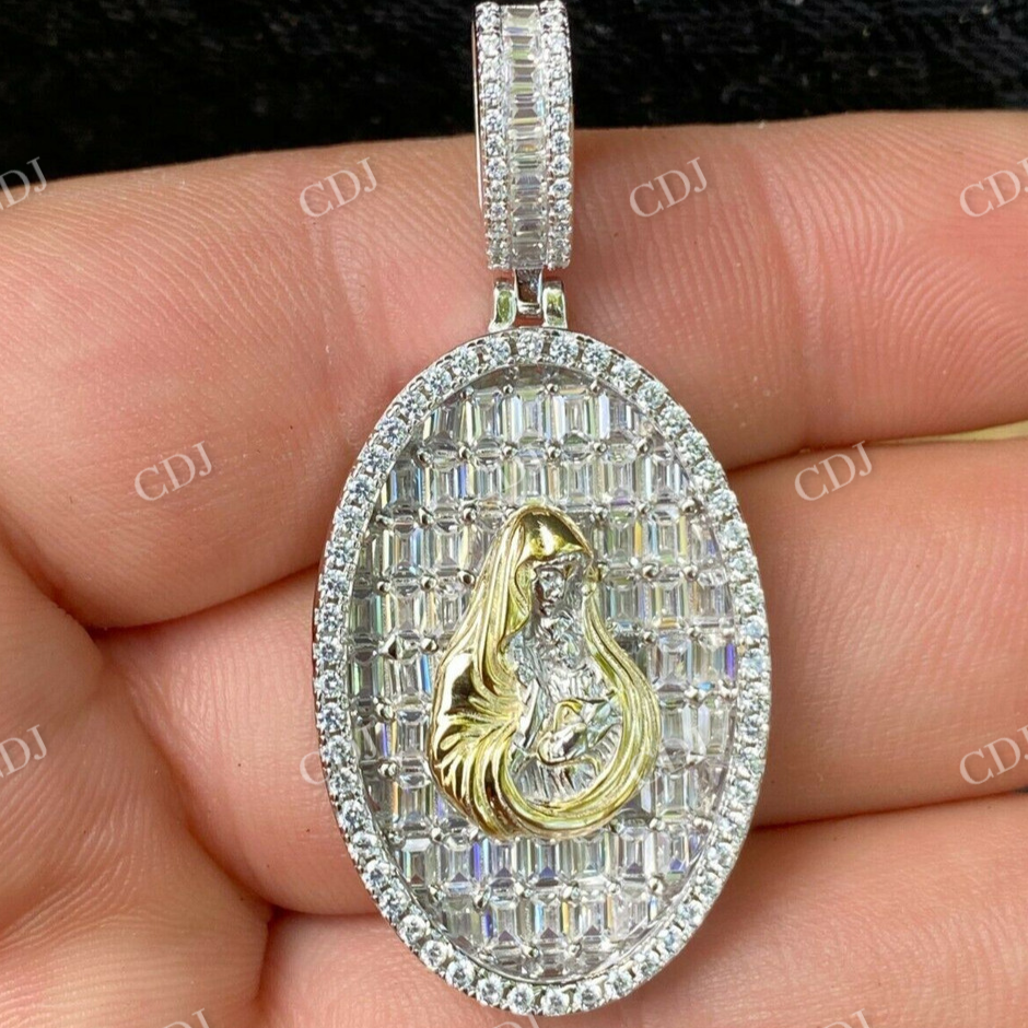 14K Gold Mary Iced Diamond Medallion Pendant - Shop Now! – customdiamjewel