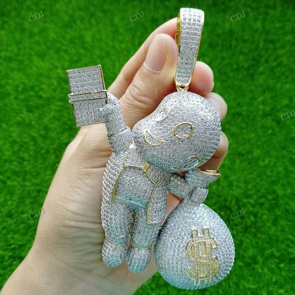 Iced Out Money Cartoon Design Moissanite Hip Hop Pendant – customdiamjewel