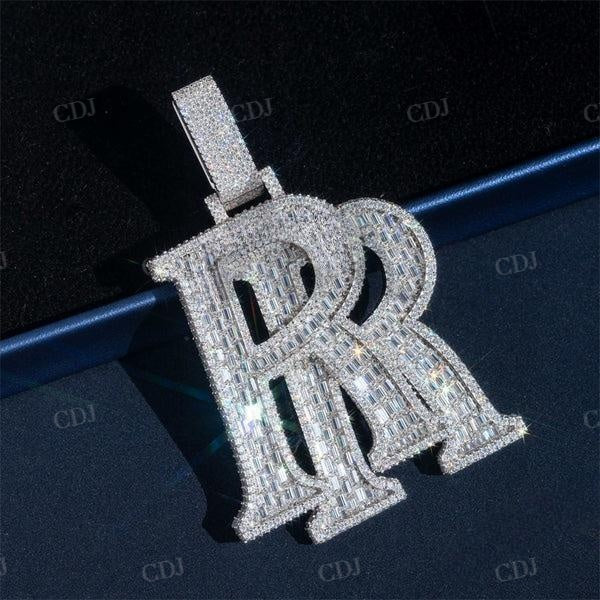 Fully Iced Out Custom Double R Initial Name Pendant – customdiamjewel