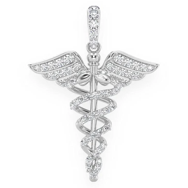 0.65CTW Diamond Caduceus Pendant - Medical Jewelry Collection ...